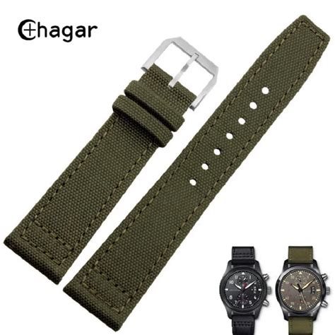 20 мм 21 мм 22 мм ArmyGreen черный ремешок для часов из нейлоновой ...