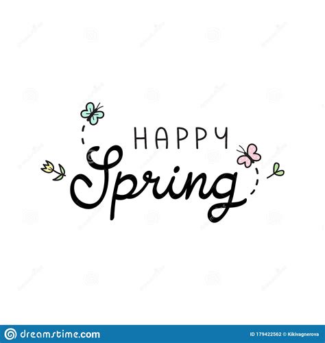 Happy Spring Vector Illustration Handwriting 179422562