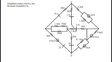 solved using mesh analysis find vab and the power