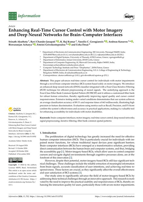 Pdf Enhancing Real Time Cursor Control With Motor Imagery And Deep