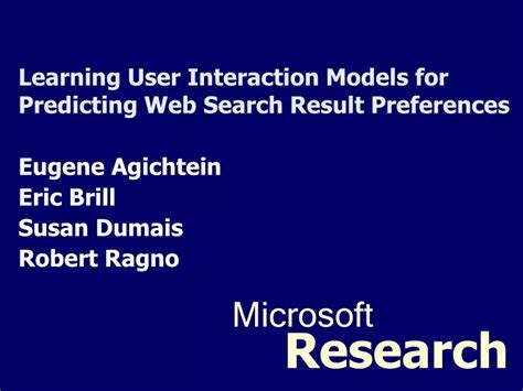 Ppt Learning User Interaction Models For Predicting Web Search Result