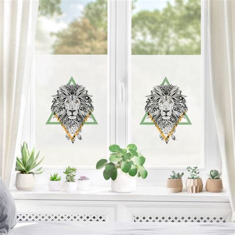 Fensterfolie Boho Löwe mit Traumfänger Bilderwelten de