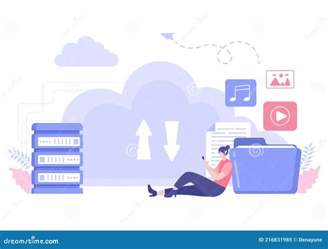 Cloud Backup Storage Illustration Of Computer System For Information Sharing Hosting Saving
