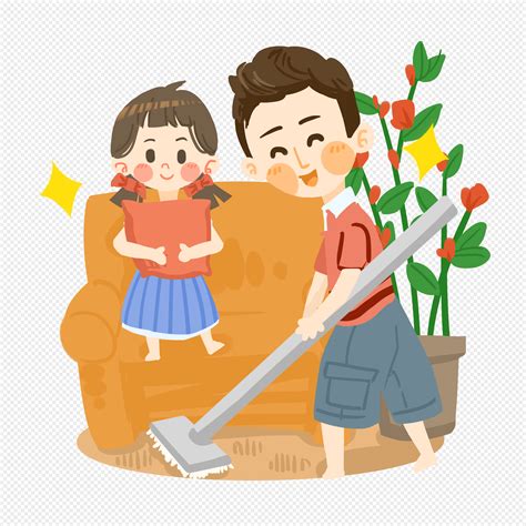 父親節之相處父親做家務psd圖案素材免費下載，可愛卡通圖片，尺寸3000 × 3000px Lovepik