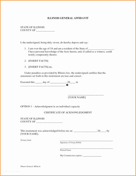 Free General Affidavit Template Of Affidavit Word Template Example