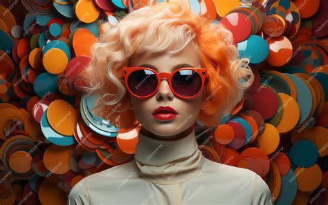 Premium Ai Image Fashionable Retro Futuristic Girl On Background Of