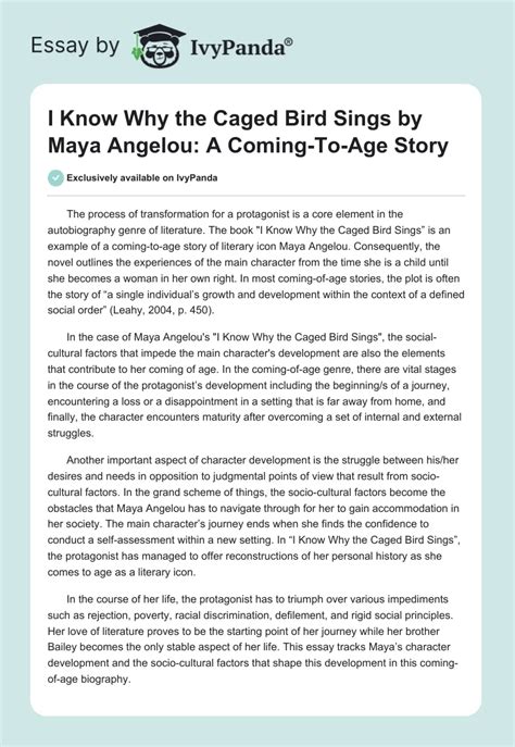 I Know Why The Caged Bird Sings By Maya Angelou A Coming To Age Story Words Assessment