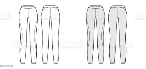 요가 바지 레깅스 기술 패션 일러스트 로우 허리 상승 전체 길이 플랫 스포츠 트레이닝 캐주얼 한 바닥 0명에 대한 스톡 벡터 아트 및 기타 이미지 Istock