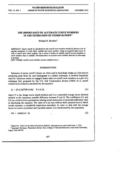 PDF The Importance Of Accurate Curve Numbers In The Estimation Of Storm Runoff