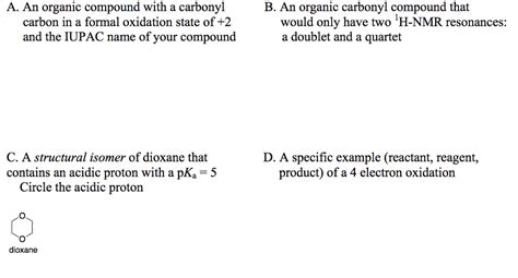 Solved A An Organic Compound With A Carbonyl Ban Organic