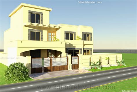3d Front 1 Kanal House Plan For 9 K1 Wapda Town 3d Front