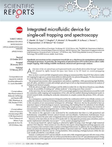 Pdf Integrated Microfluidic Device For Single Cell Trapping And