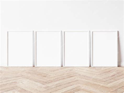 Premium Photo Four Blank Vertically Oriented Rectangular Exhibition Background