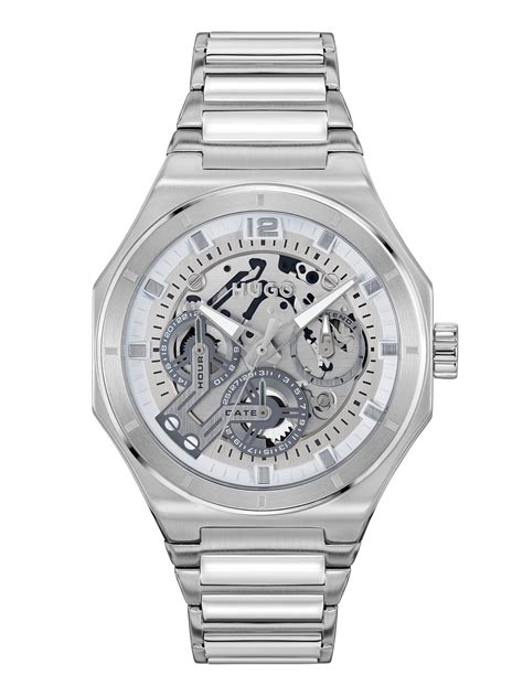 Hugo Grail Skeleton Steel Watch Silver Standout