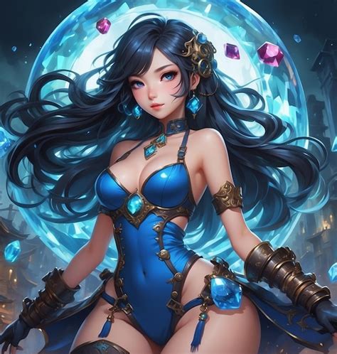 Premium Ai Image Anime Girl Wearing Bluelingerie