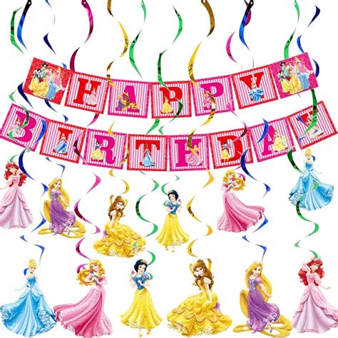 Decoraciones De Fiesta De Cumpleaños De Princesa Pancarta De Feliz