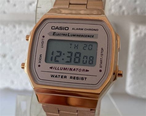 Casio Rose Gold A168wg Digital Illuminator Watch Casio Alarm Chrono Watch Water Resist Watch