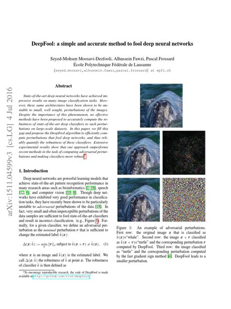 Deepfool A Simple And Accurate Method To Fool Deep Neural Networks