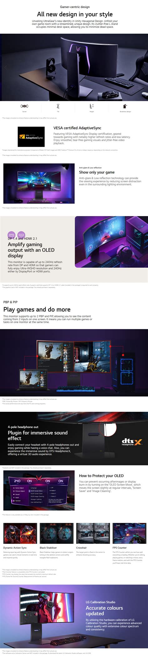 Lg Ultragear In Wqhd Oled Hz Freesync Premium Pro Curved Gaming Monitor Gs Qe B