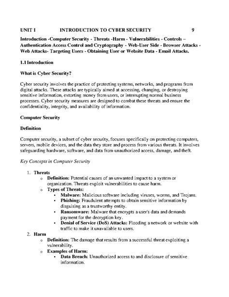 Final Notes All Units Unit I Introduction To Cyber Security 9 Introduction Computer