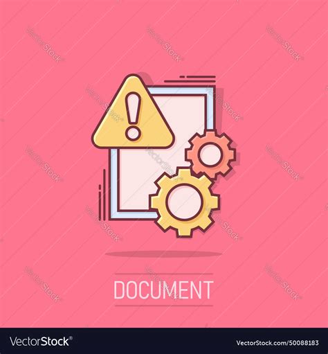 Document Error Icon In Comic Style Broken Report Vector Image
