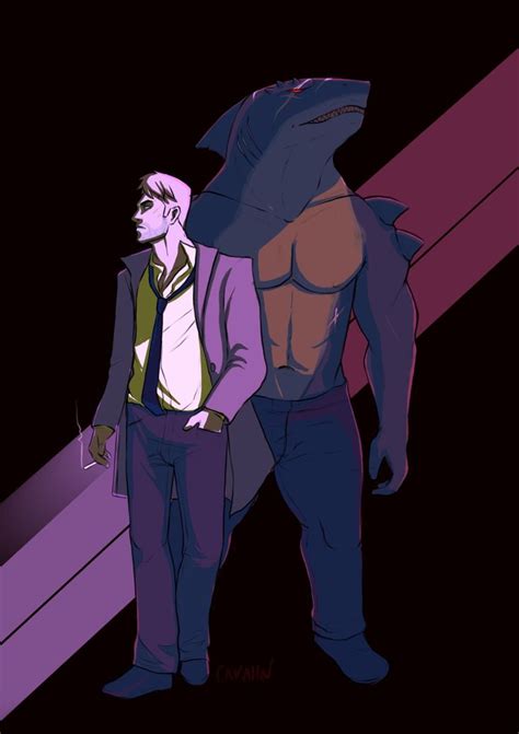 King Shark X John Constantine Superhéroes Arte De Furry Lobo Dibujo