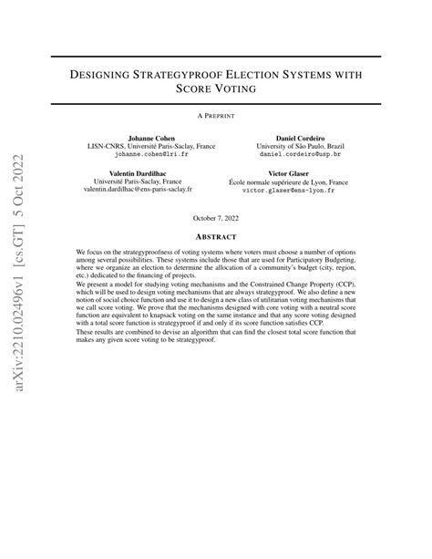 Pdf Designing Strategyproof Election Systems With Score Voting
