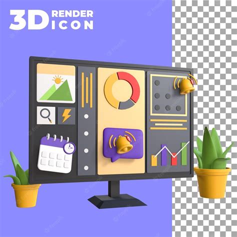 Premium Psd Digital Sosial Marketing 3d Isometric Analystic Graph Calendar And Monitor