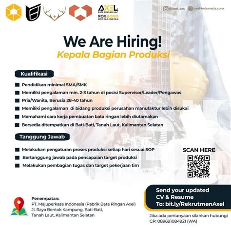 Pt Maju Perkasa Indonesia Pabrik Bata Ringan Axel Kepala Bagian Produksi Dinas Tenaga