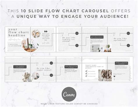 Instagram Flow Chart Carousel For Canva White Linen Flow Chart Flow Chart Template Chart