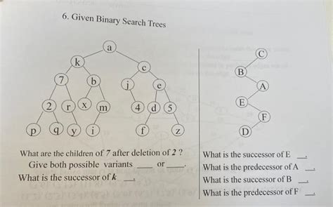 Solved 6 Given Binary Search Trees A C K B 7 B А 2 R X E