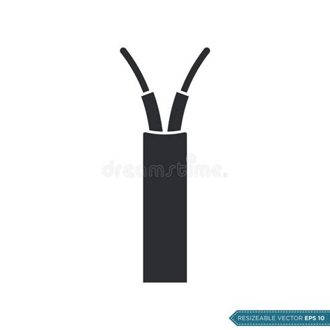 Black Color Simple Cable Wire Icon Vector Template Illustration Design Stock Vector