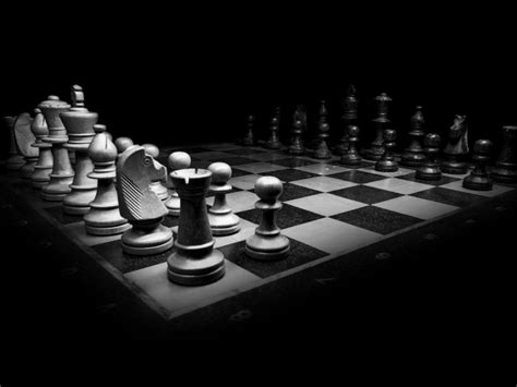 Шахматная доска с фигурами черно белое фото обои для рабочего стола картинки фото
