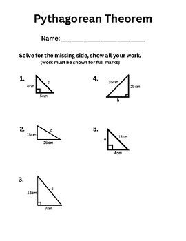 Pythagorean Theorem Quiz Worksheet By Mr Evaskevich TPT