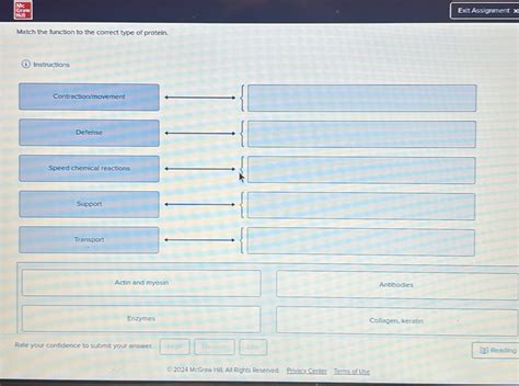Solved Mc Exit Assignment X Match The Function To The Correct Type Of Protein Instructions C