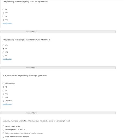 Solved The Probability Of Correctly Rejecting A False Null Chegg