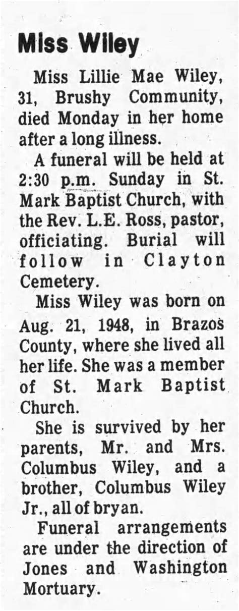 Lillie Mae Wiley 1948 1980 Find A Grave Memorial