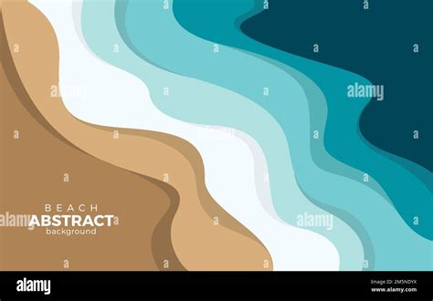 Abstract Blue Sea And Beach Summer Background With Paper Waves