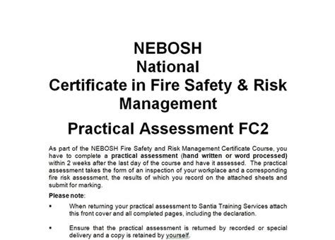 Nebosh Fc2 Practical Assessment Examples For Sale Picclick Uk