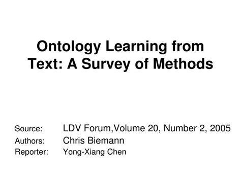 PPT Ontology Learning From Text A Survey Of Methods PowerPoint Presentation ID