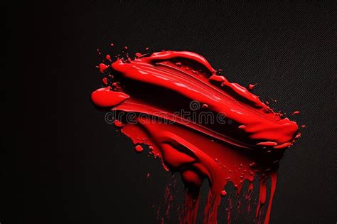 Textural Volumetric Brush Stroke With Red Paint Drops Of Red Paint On