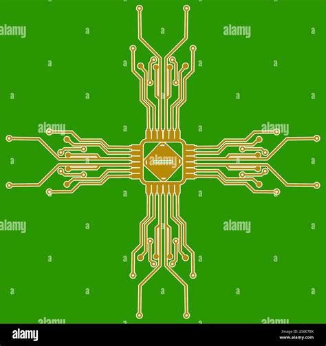 Flat Microelectronics Circuits Circuit Board Vector Green Background