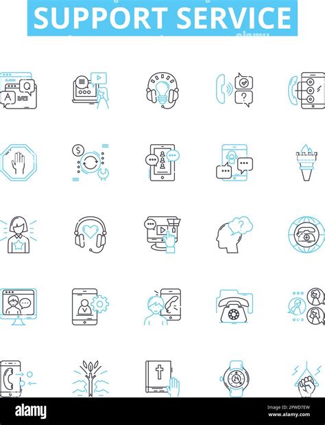 Support Service Vector Line Icons Set Service Support Assistance