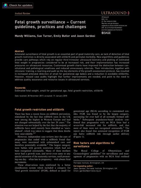 Pdf Fetal Growth Surveillance Current Guidelines Practices