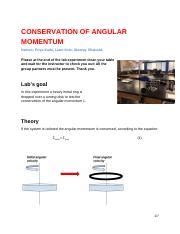Understanding Angular Momentum Conservation Experiment Theory Course Hero