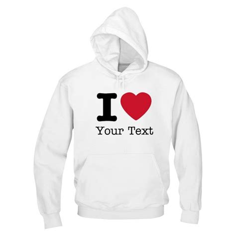 Personalised Custom Text Under I Love On Hoodie