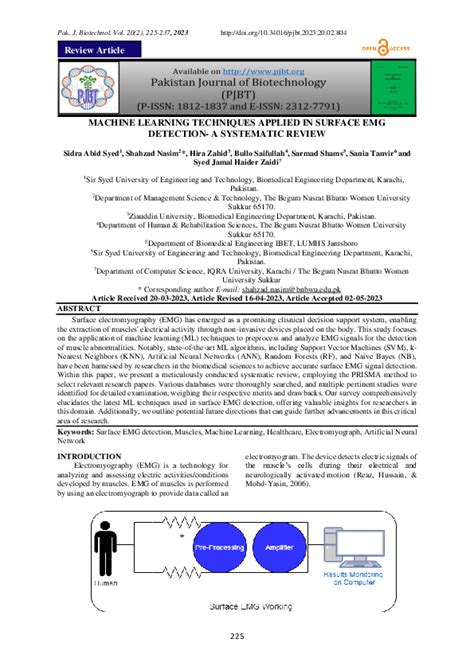 Pdf Machine Learning Techniques Applied In Surface Emg Detection A Systematic Review