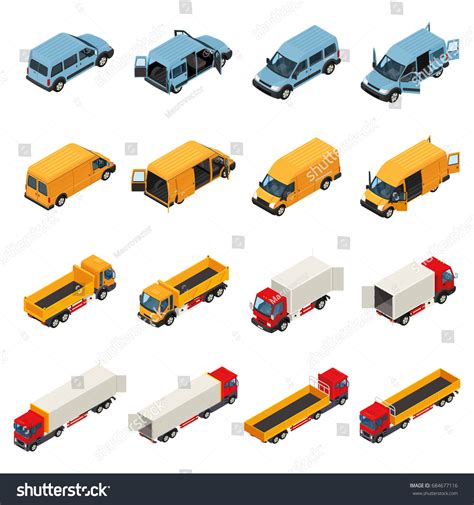 Truck Isometric Set Isolated Cargo Transport Stock Vector Royalty Free Shutterstock