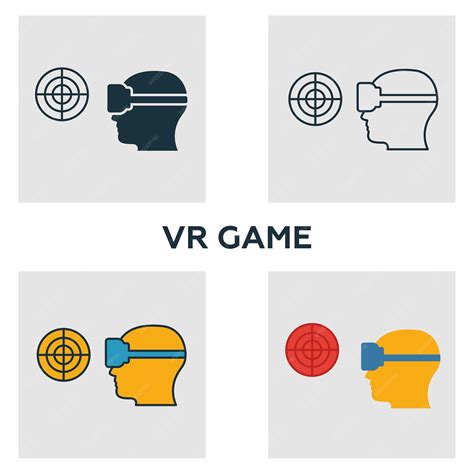 Premium Vector Virtual Reality Game Icon Set Four Elements In Diferent Styles From Visual