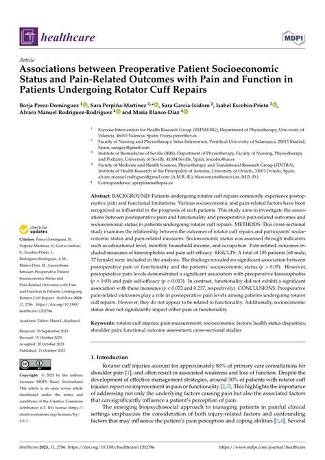 Pdf Associations Between Preoperative Patient Socioeconomic Status